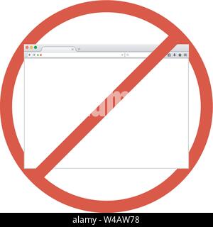 Browser window in Prohibition sign. Browser banned. Prohibited ban stop ...