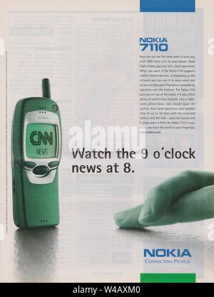 NOKIA Connecting People advert in a magazine 1999 Stock Photo - Alamy