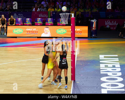 Maria Folau of New Zealand nets the ball during the final, between ...