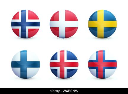 Flags of the Nordic countries, Scandinavia. Norway, Iceland, Sweden ...