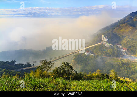 The Taiping Sky Bridge in Chiayi, Taiwan. This suspension bridge, at ...