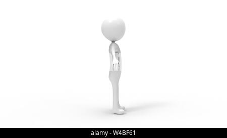3d rendering of a standing stick figure isolated in white studio ...