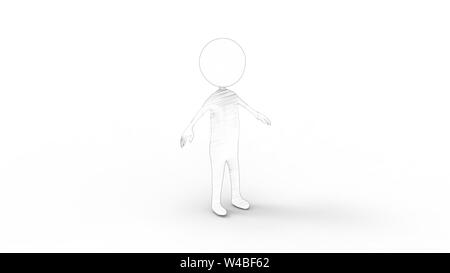 3d rendering of a standing stick figure isolated in white studio ...