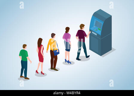 Cash, queue, people, service, line concept. Hand drawn people waiting ...
