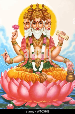 lord Brahma india culture holy god illustration Stock Photo - Alamy