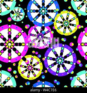 Seamless abstract pattern with big circles and dots of red color ...
