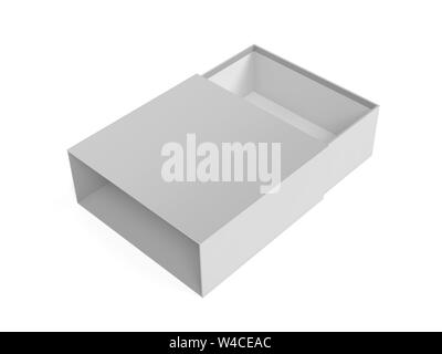 Slider box. Gray blank open box mock up. On black background. 3d ...