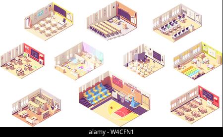 Vector isometric school building cross-section Stock Vector Image & Art ...