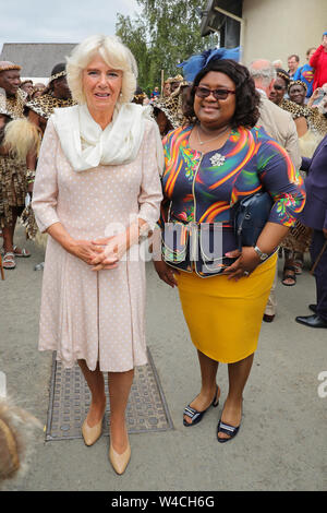 The Duchess of Cornwall meets Queen Pumi of the Zulu nation during the ...