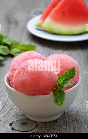 Homemade ice cream with watermelon on table Stock Photo - Alamy