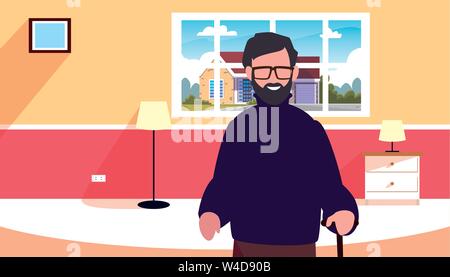 grandpa standing in the living room home Stock Vector Image & Art - Alamy