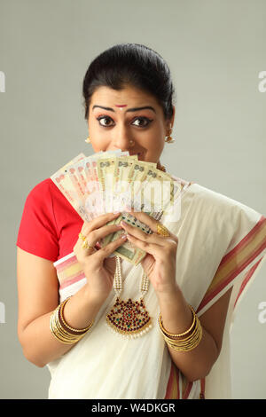 One Female Showing Indian Rupee Banknotes Hand Gesture Money-Concept ...