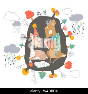 deer wildlife happy autumn season vector illustration Stock Vector ...