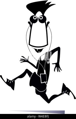 Runner isolated illustrationю Comic cartoon man with sunglasses is ...