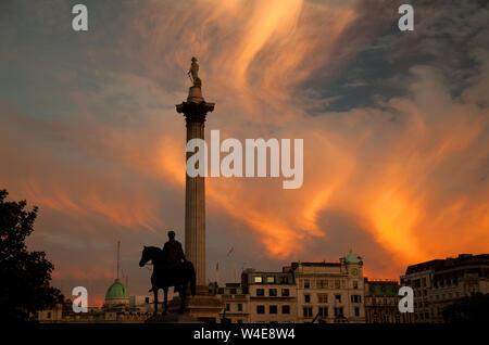 Sunset over Trafalgar Square, London Stock Photo - Alamy