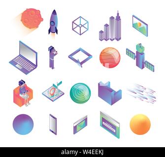 bundle of virtual reality technology icons Stock Vector Image & Art - Alamy