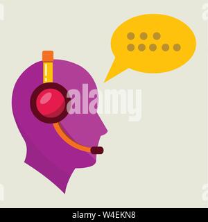 Headset with chat message sign. 24 hours hotline. Customer service icon ...
