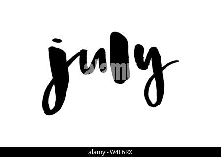hand lettering july sign new year month logo ombre lettering decorative ...