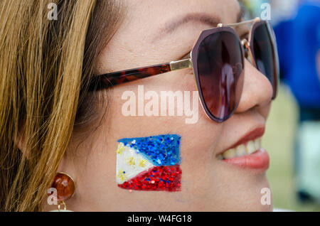 Flag of Philippines Painted on a Face of a Young Man Stock Photo - Alamy