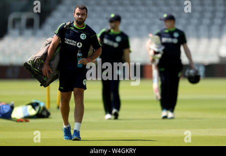 Ireland's Stuart Thompson during the nets session at Lord's, London ...