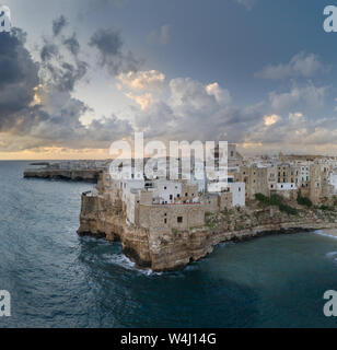 An aerial view of the City of Polignano a Mare town, Puglia region i ...