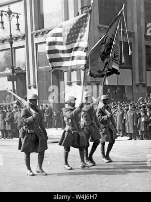Parade of Famous 369th Infantry on Fifth Avenue New York City. Colonel ...