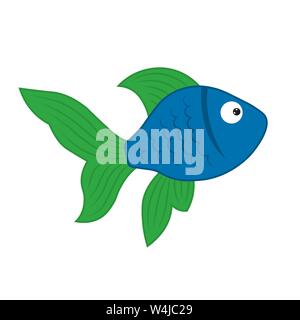 cute blue fish cartoon Stock Vector Image & Art - Alamy