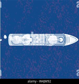 Top view sea ship and shipping boat on ocean water surface seamless ...