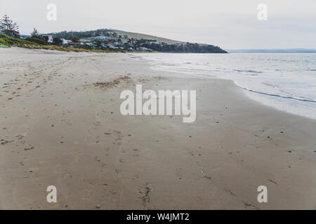 HOBART, AUSTRALIA - July 20th, 2019: sunny Australian beach in Cremorne ...