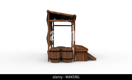 3d rendering of a ancient market stall isolated in white studio ...