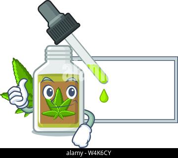 Thumbs up hemp oil in the cartoon shape vector illustration Stock ...