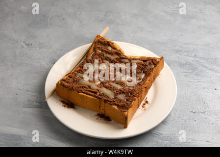 Grilled bread with milo and condensed milk flat lay view Stock Photo ...