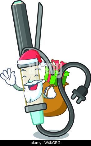 Santa with gift curlers hair in shape cartoon funny Stock Vector Image ...
