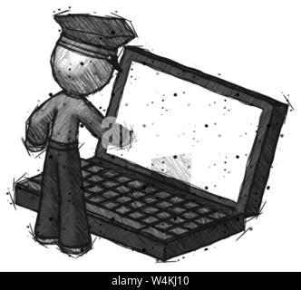 Police Officer using notebook laptop computer in car Stock Photo - Alamy