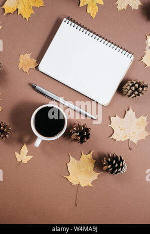Autumn leaves pattern with bumps on brown background. Creative nature ...