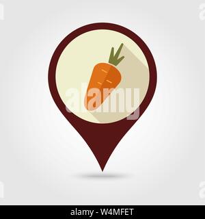Carrot flat vector pin map icon. Map pointer. Map markers. Vegetable ...