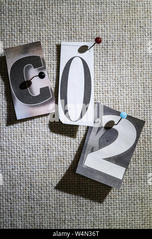 Carbon dioxide lettering on a bulletin board using cut-out paper ...