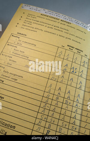Elementary School Report Card, 1950's, USA Stock Photo - Alamy