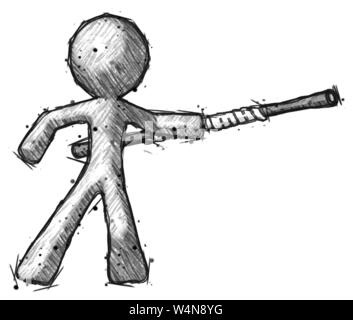 Sketch design mascot man bo staff kung fu defense pose Stock Photo - Alamy