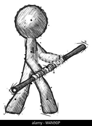 Sketch design mascot man bo staff kung fu defense pose Stock Photo - Alamy