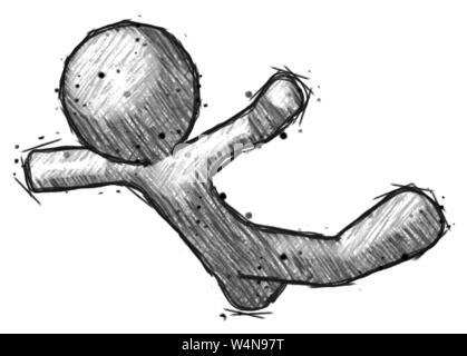 Sketch design mascot man falling backwards Stock Photo - Alamy