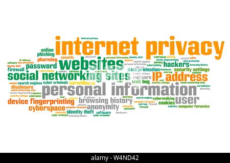 Internet privacy issues and concepts word cloud illustration. Word ...