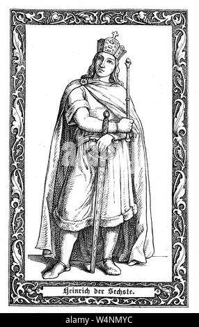 Henry VI or Heinrich VI, Holy Roman Emperor, 1165-1197, portrait from ...