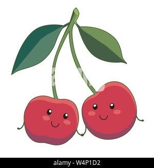 Cute fruit and berries characters smile. Comic funny strawberry, apple ...