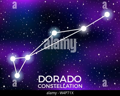 Dorado constellation. Starry night sky. Cluster of stars, galaxy. Deep ...