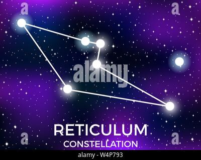 Reticulum constellation. Starry night sky. Cluster of stars, galaxy ...