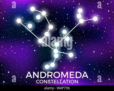 Andromeda constellation. Starry night sky. Cluster of stars, galaxy ...