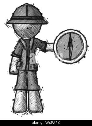 Sketch explorer ranger man holding sniper rifle gun Stock Photo - Alamy