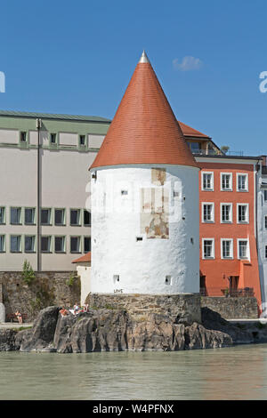 Schaibling Tower, Passau, Lower Bavaria, Bavaria, Germany Stock Photo ...
