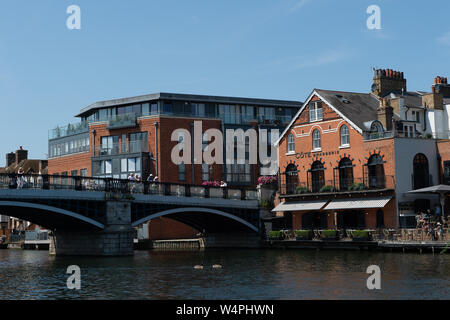 Views of Cote Restaurant in Eton and Windsor Bridge across the River ...